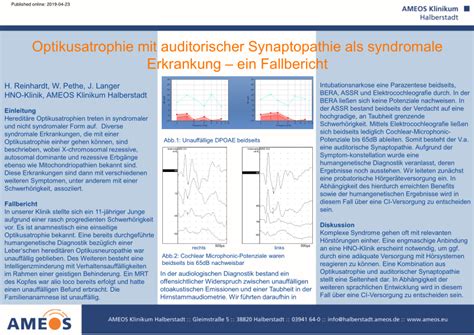 Pdf Optic Atrophy And Auditory Synaptopathy As Syndromal Disease A