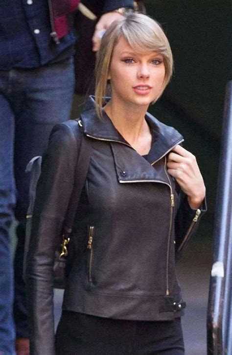 Singer Taylor Swift Casual Womens Biker Black Leather Jacket