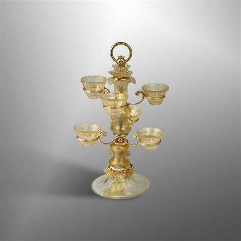 Brass Structure With Murano Glass