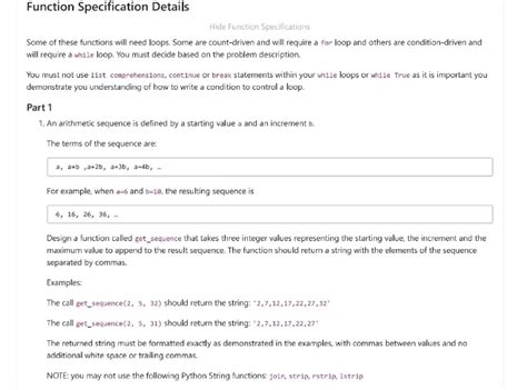 Solved Function Specification Detailshide Function