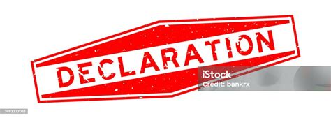 Grunge Red Declaration Word Hexagon Rubber Seal Stamp On White