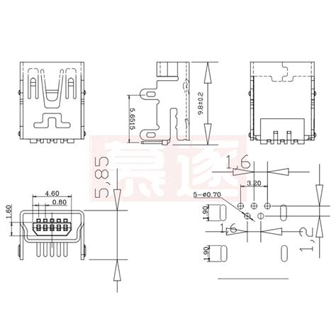 10 Stuks Mini Usb Type B 5 Pin Female Socket Haaks Grandado