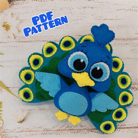 Felt Peacock Pattern Peacock Ornament Felt Bird Pattern Crealandia