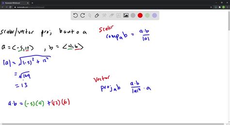 solved find the scalar and vector projections of b onto a a 5 12
