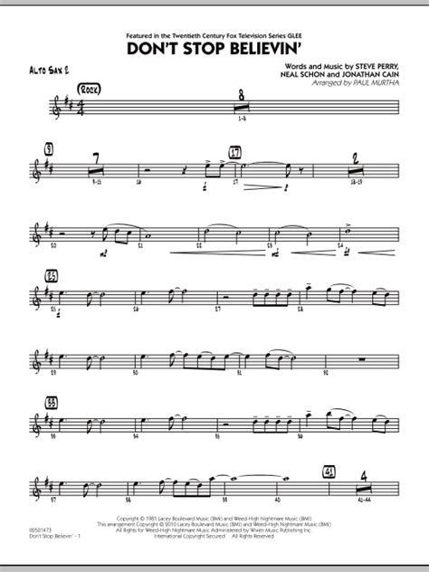 Dont Stop Believin Alto Sax 2 By Paul Murtha Sheet Music For Jazz