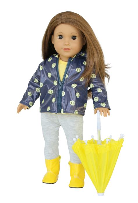 18 Doll 5 Piece Daisy Raincoat Outfit The Doll Boutique