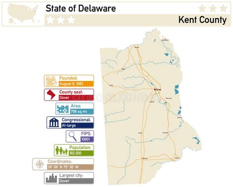 Map Of Kent County In Delaware Usa Stock Vector Illustration Of Congressional Population