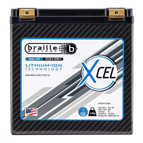 Braille Xc250 1375 C Xcel Lite Lithium Battery Msar