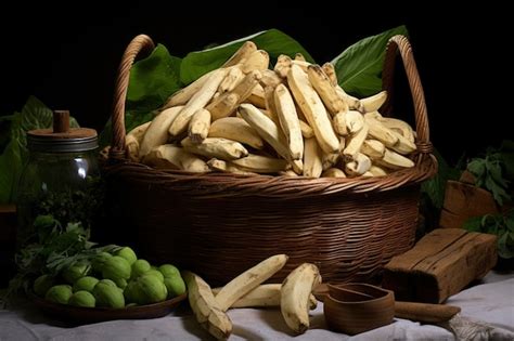 Premium Photo A Basket Full Of Cassava