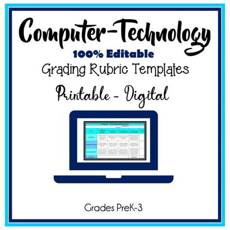 Computer Technology Editable Grading Rubric Gradebook Templates
