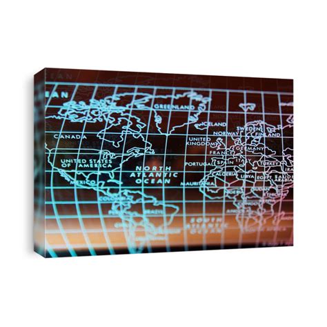 Simple World Map Map Of World And Focus On Northern Hemisphere Canvas Print Canvasworld