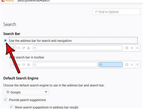 how to remove the search bar in firefox and use the address bar for se
