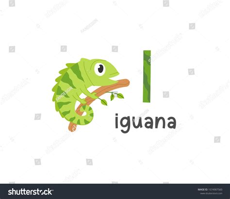 Vector Illustration Alphabet Letter Iguana Cute Stock Vector Royalty