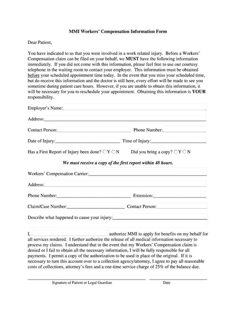 Fillable Online Mmi Workers Compensation Information Sheet Cfaortho