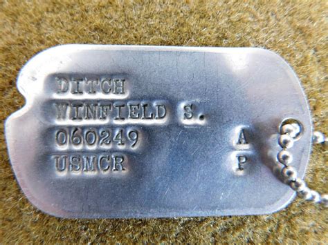 Original Vietnam War Era Us Marine Corps Usmc Dog Tag Winfield Ditch