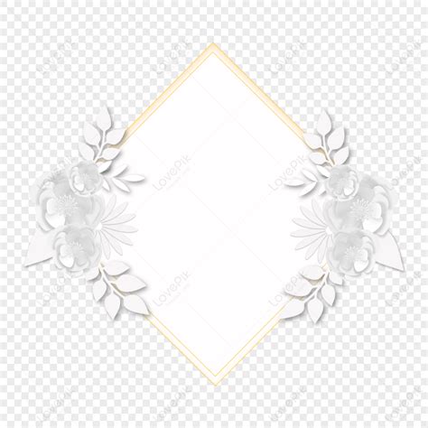 Paper Cut White Floral Symmetrical Wedding Borderpaper Cuttingdiamond