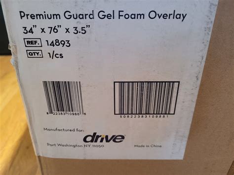 Drive Medical 14893 Premium Guard Gel Foam Overlay 34 Wide New In Box