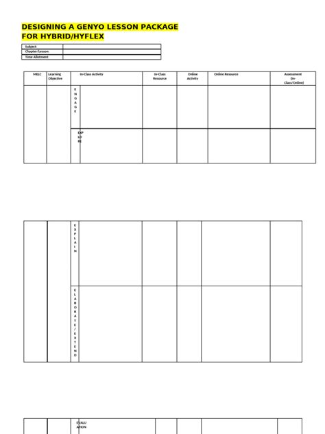 Genyo Learning Package Template Pdf
