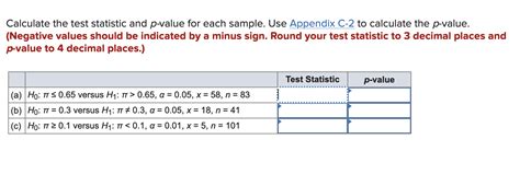 Solved Calculate The Test Statistic And P Value For Each