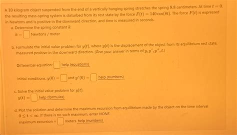 Solved A 10 ﻿kilogram Object Suspended From The End Of A