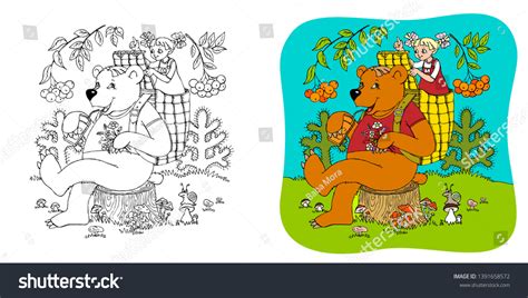 Coloring Picture Russian Folk Tale Masha Stock Vector Royalty Free