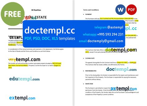 Real Estate Purchase Contract Template Word And Pdf Format
