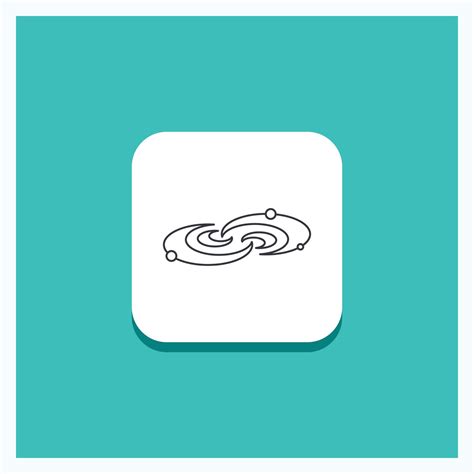 Round Button For Galaxy Astronomy Planets System Universe Line Icon Turquoise Background