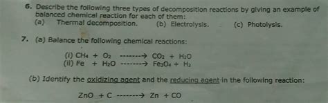 Decomposition Reaction Examples