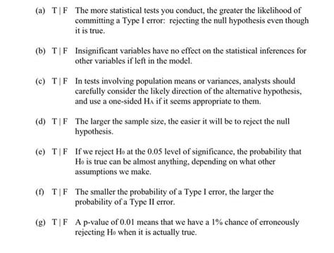 Solved A T∣f The More Statistical Tests You Conduct The