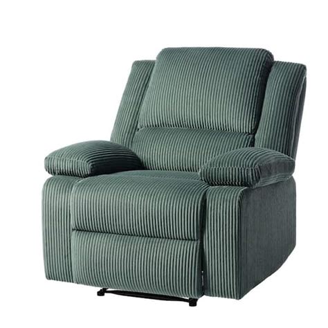 Uixe Luxurious Gray Green Corduroy Fabric Upholstered Manual Recliner
