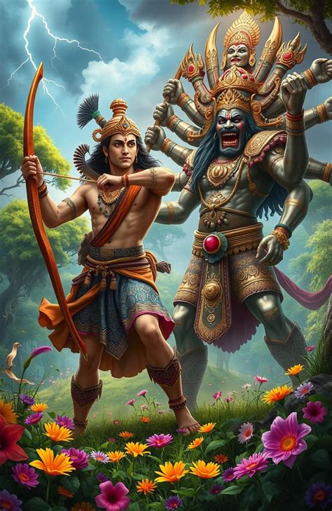 Epic Duel Raavan Vs Ram In A Mystical Forest