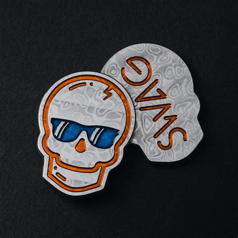 Damascus Orange Skull Ball Marker Swag Golf Co