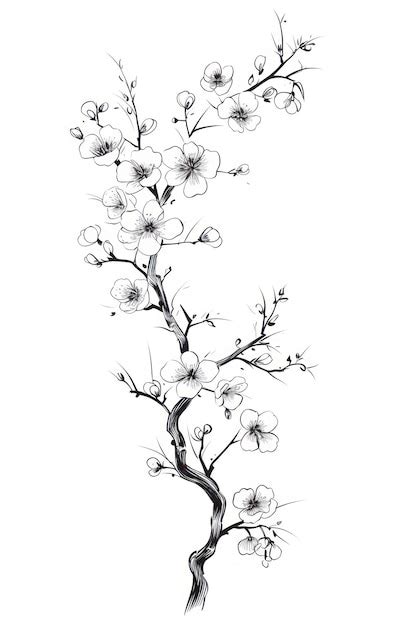 10 000 Sakura Line Drawing Pictures