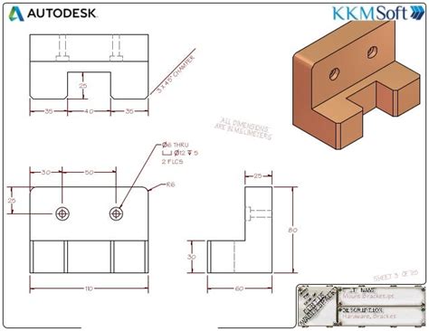 Autodesk Inventor Practice Part Drawings