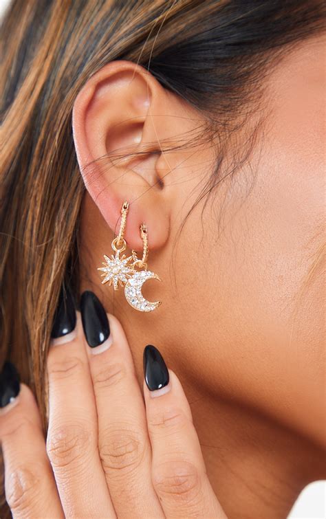 Real Gold Plated Celestial Earring Stack Prettylittlething Ca