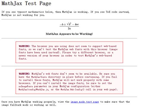 Javascript Mathjax Test Page Warning Stack Overflow
