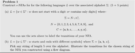 Solved Problem 1 Construct E Nfas For For The Following