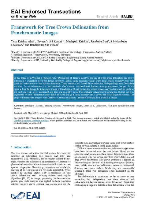 Pdf Framework For Tree Crown Delineation From Panchromatic Images