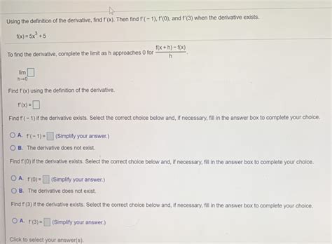solved using the definition of the derivative find f x