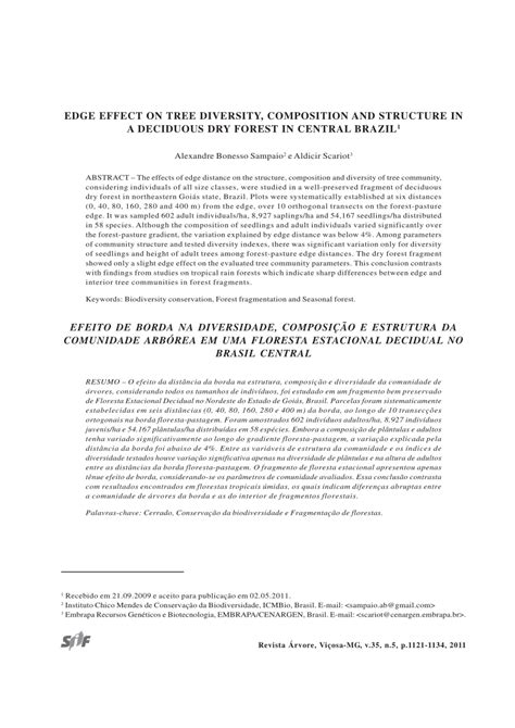 Pdf Edge Effect On Tree Diversity Composition And Structure In A