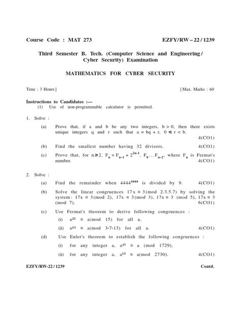 Mathematics For Cyber Security Pdf Science Computer Science