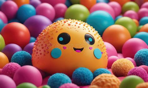 A Smiling Yellow Character With Spiky Skin Sits In A Colorful Ball Pit