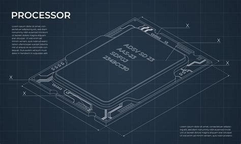Isometric Processor Blueprint Central Processing Unit Or Cpu Computer