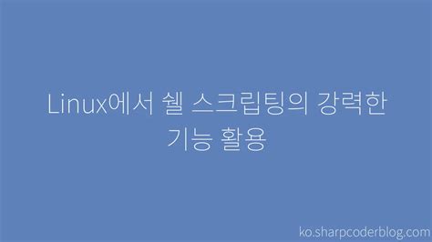 Linux에서 쉘 스크립팅의 강력한 기능 활용 Sharp Coder Blog