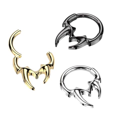 Tribal Fangs Hinged Segment Ring 316l Stainless Steel Piercedowl