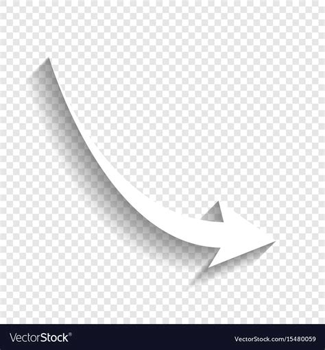 Declining Arrow Sign White Icon With Soft Vector Image