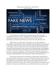 Understanding Misinformation, Disinformation, and Fake News | Course Hero