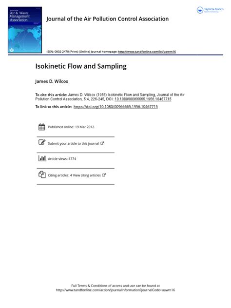 Isokinetic Flow And Sampling Download Free Pdf Particulates Smoke