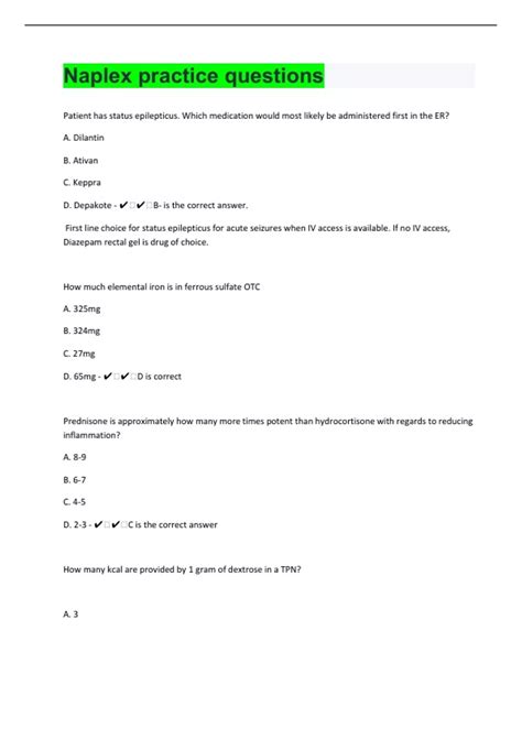 Naplex 90 Practice Questions With Complete Solutions 32 Pages Naplex Stuvia Us