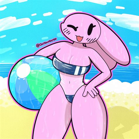 Rule 34 Beach Beach Ball Breasts Gris Swimsuit Marshmallow